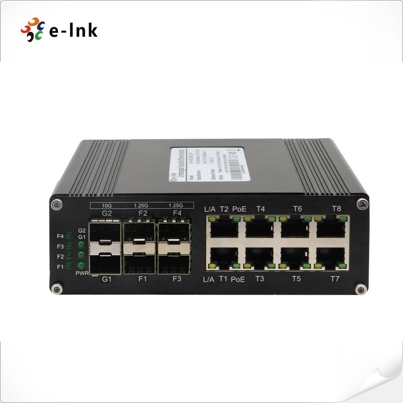 Dış 8 Port 10/100/1000T RJ45 Endüstriyel Ethernet Değiştiricisi 6 Port 1000X Gigabit SFP ile